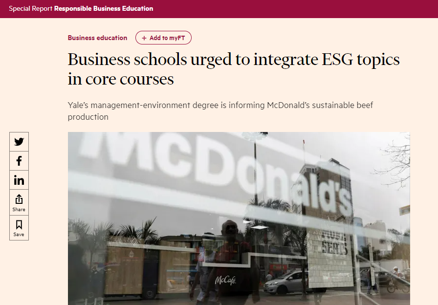 Business school education - behind the ESG curve? - Maturity Institute